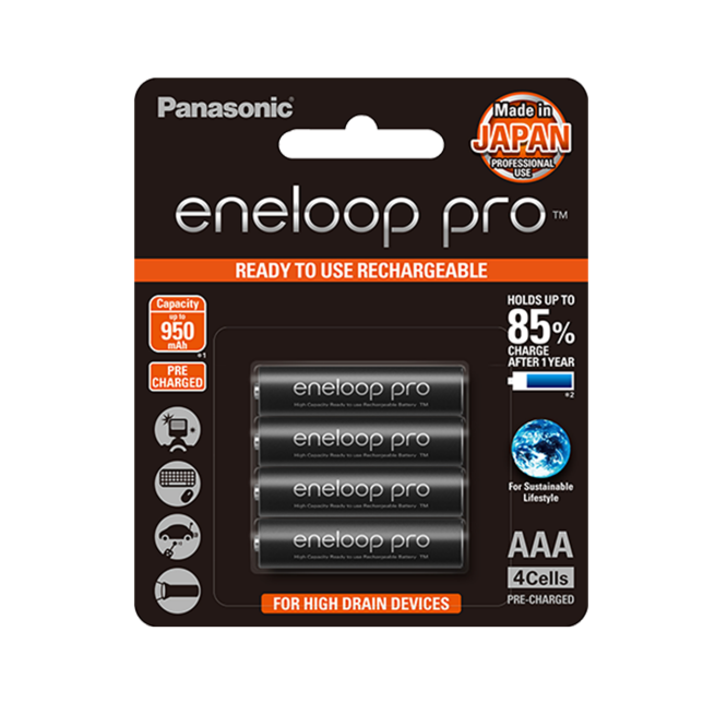 Panasonic 4 AAA eneloop pro NiMH rechargeable batteries 1 -2v 950mAh